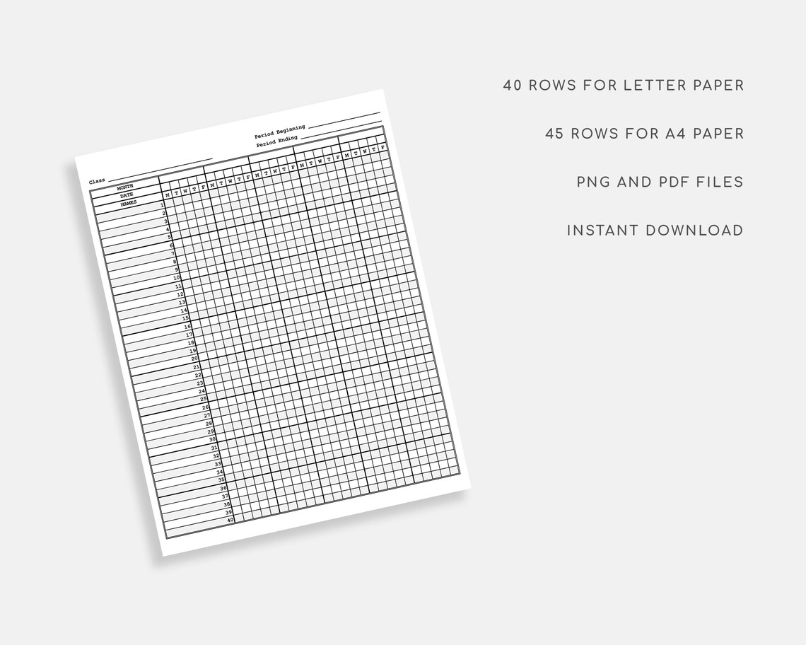 Class Record. Attendance Log. Attendance Tracker. Attendance - Etsy