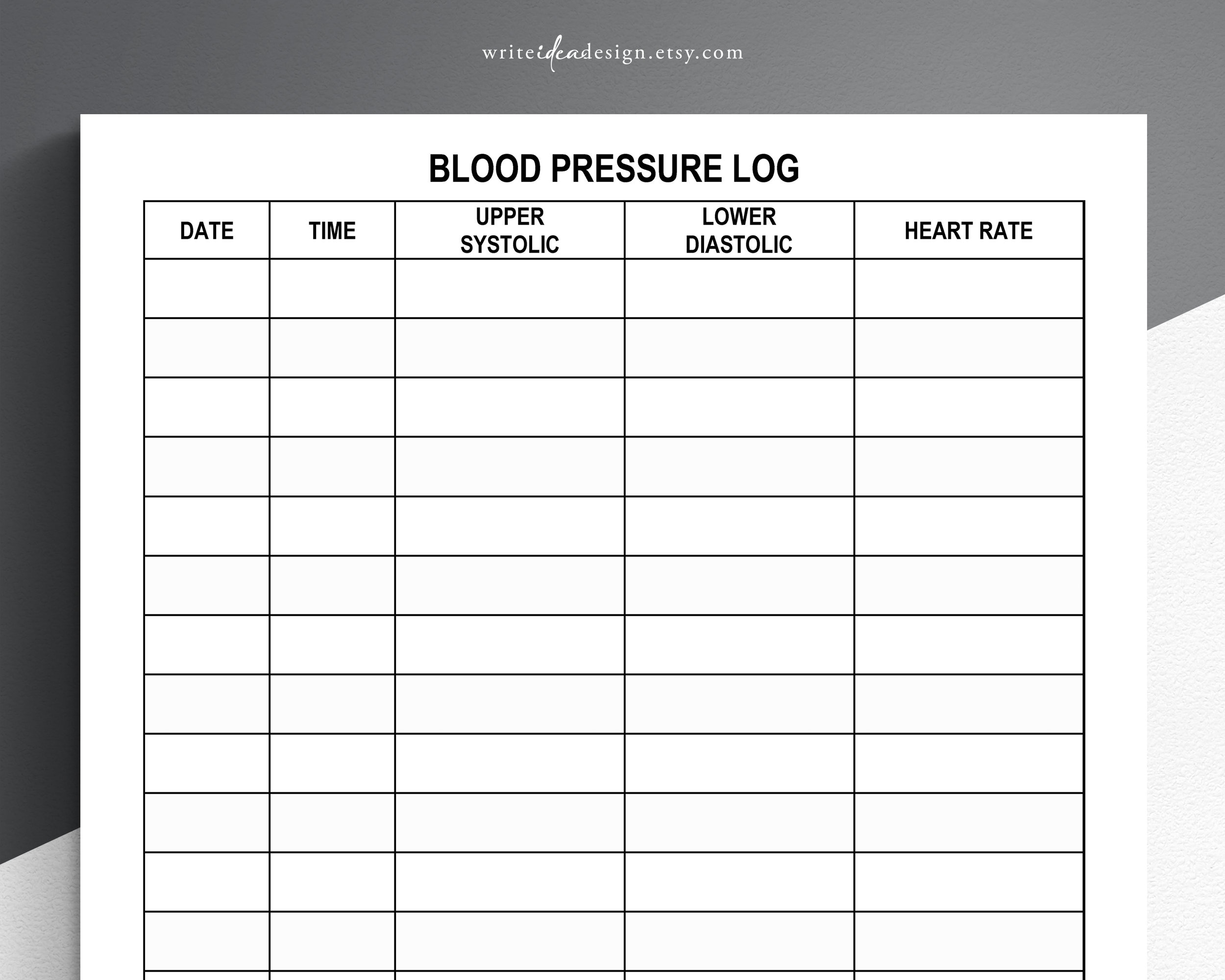 Printable Large Print Blood Pressure Log. Blood Pressure Tracker ...