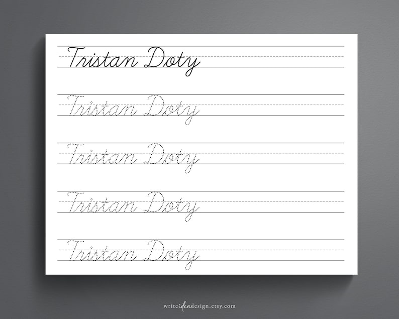 Personalized Cursive Name Tracing Sheet. Cursive Name Writing. Cursive ...