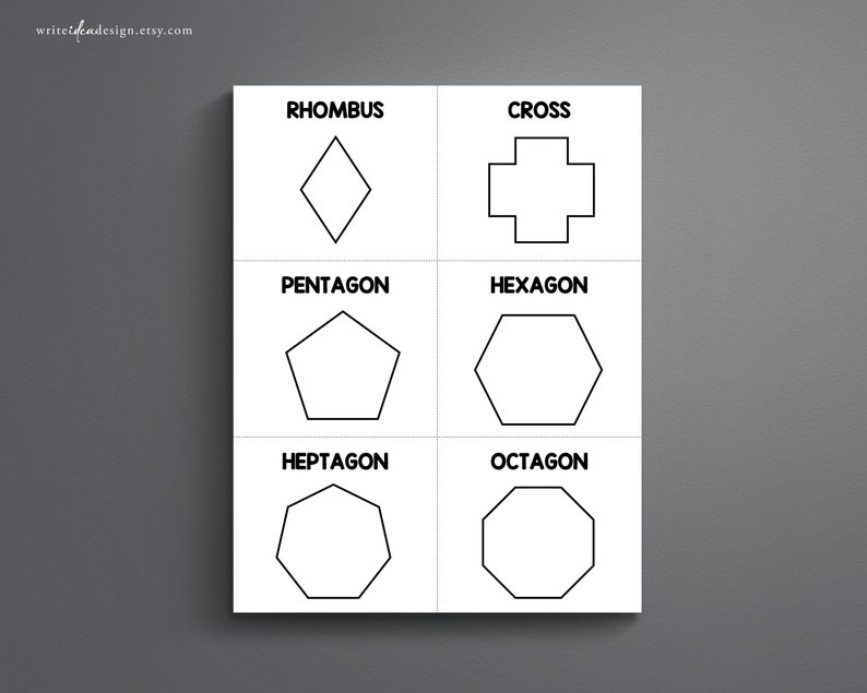 Basic Shapes Flash Cards: Printable Learning Set (PDF) - Etsy
