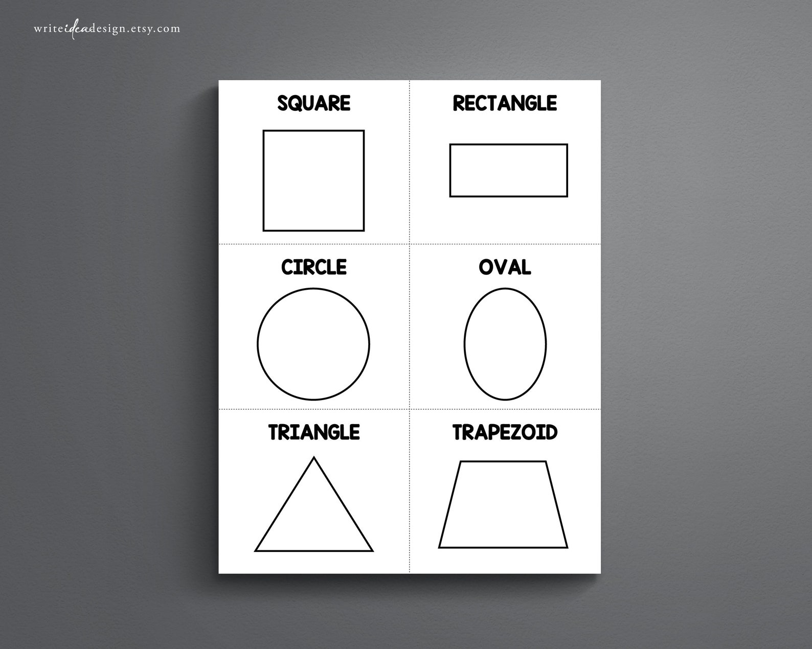 Basic Shapes Flash Cards: Printable Learning Set (PDF) - Etsy