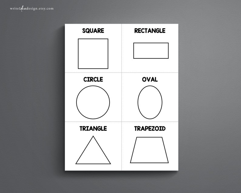 Basic Shapes Flash Cards: Printable Learning Set (PDF) - Etsy