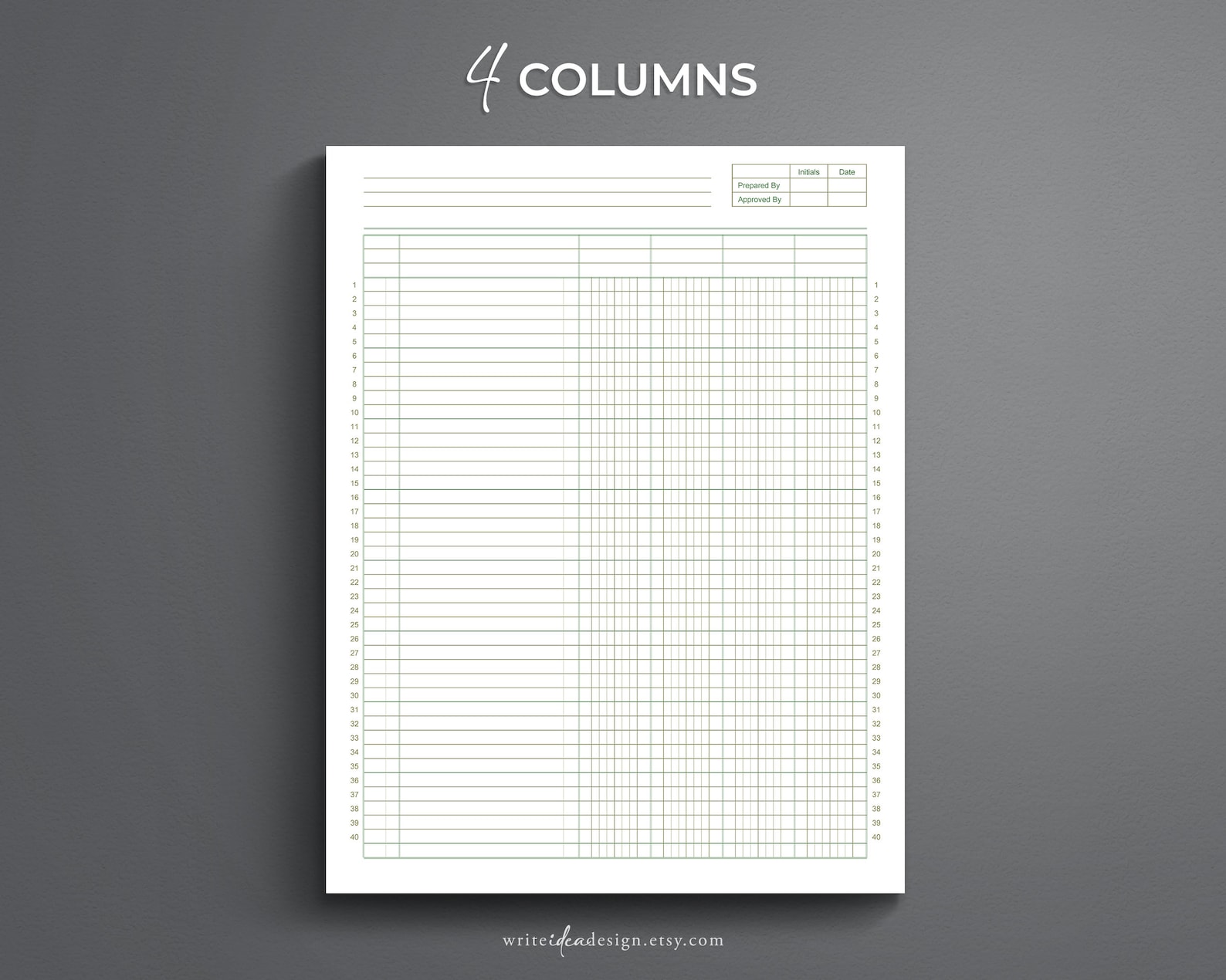 Printable Columnar Paper. Accounting Ledger. Digital Ledger Paper ...
