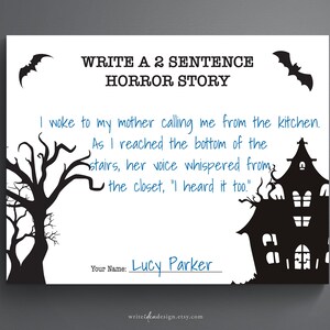 Printable 2 Sentence Horror Story Writing Sheet Halloween - Etsy