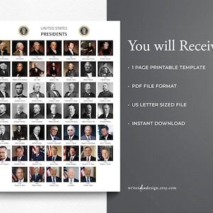 US Presidents Printable Sheet: American History (updated for 2025) (PDF ...