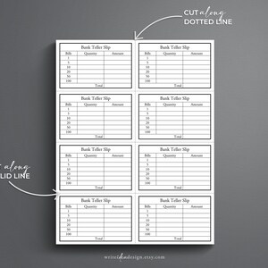 Bank Teller Slip Printable (PDF) - Etsy
