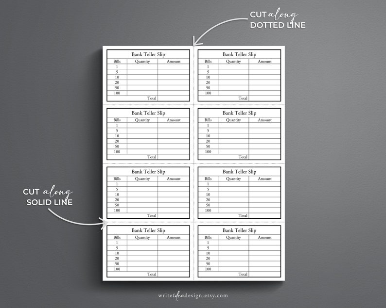 Bank Teller Slip Printable (PDF) - Etsy