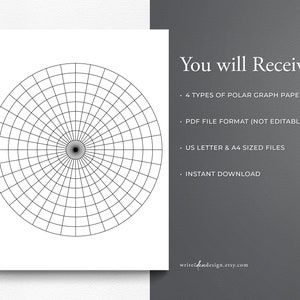 Printable Polar Graph Paper. Circular Graph Paper. Radial Graph Paper ...