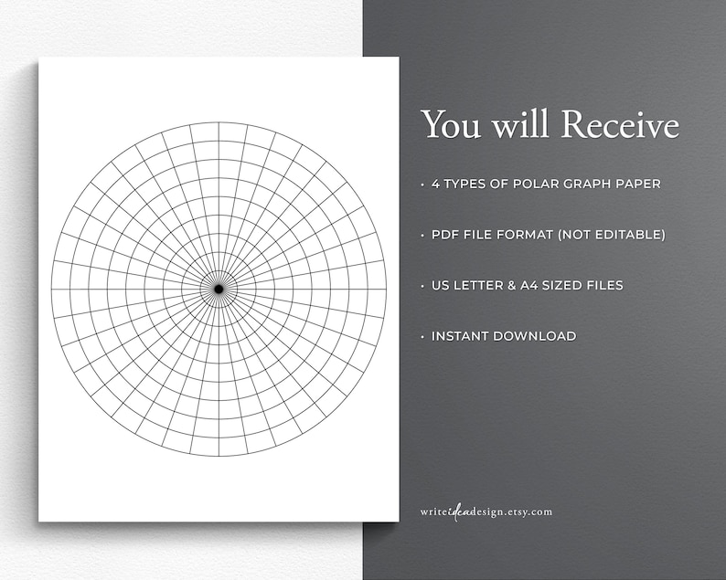 Printable Polar Graph Paper. Circular Graph Paper. Radial - Etsy Australia
