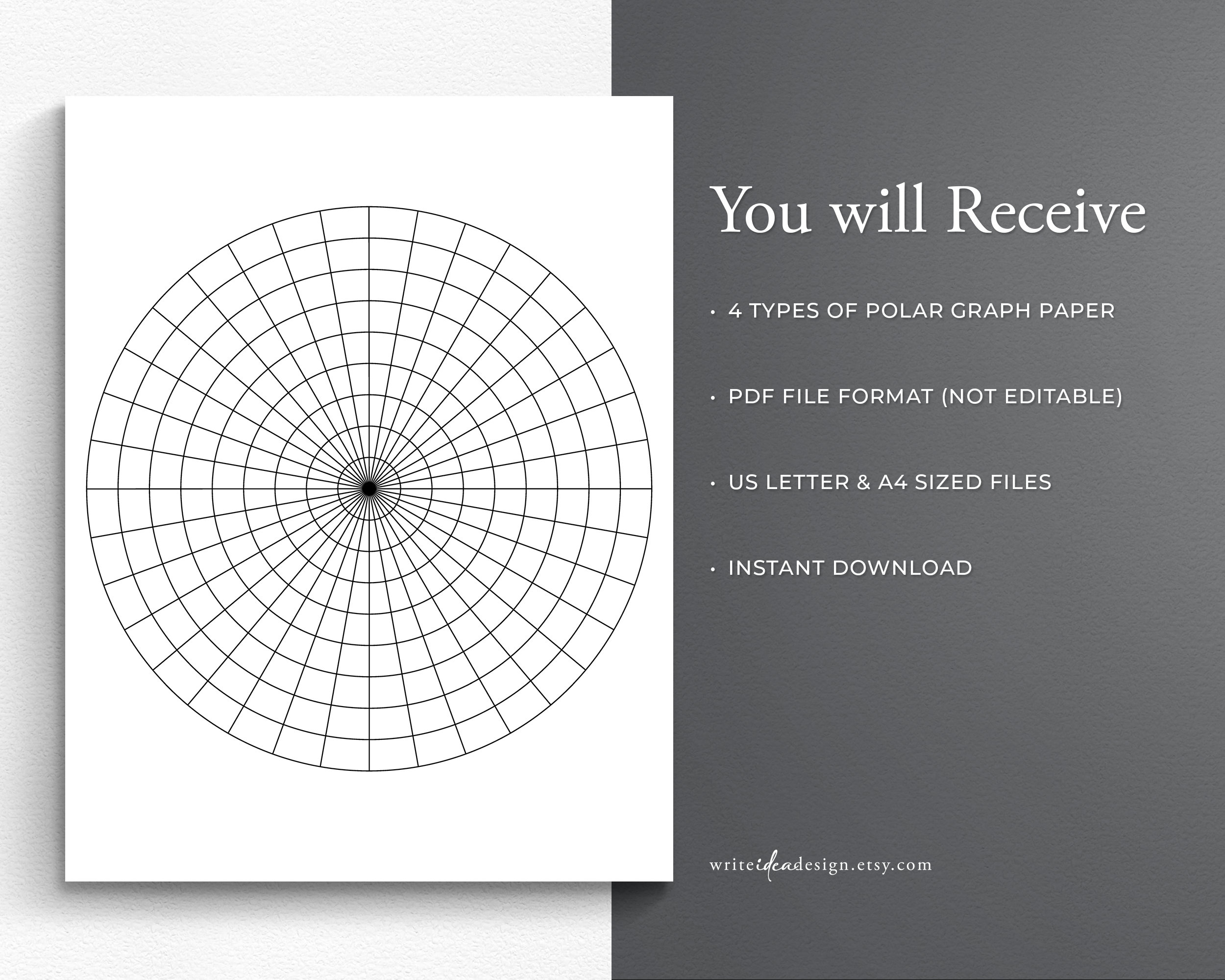 Printable Polar Graph Paper. Circular Graph Paper. Radial Graph Paper ...