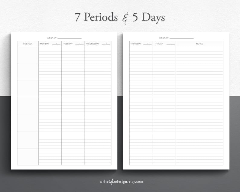 Printable Teacher Lesson Plan Template, Weekly Planner (PDF) - Etsy