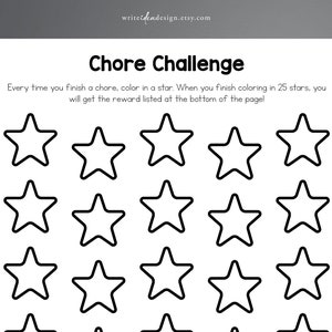 Printable Chore Challenge Chart for Kids. Chore Reward Chart. - Etsy