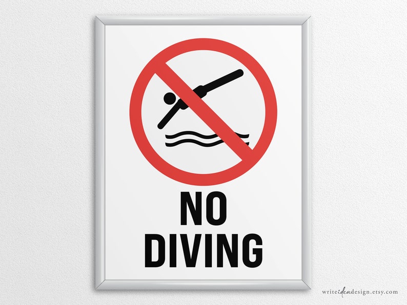 Printable No Diving Sign in US Letter and A4 Sizes Instant - Etsy