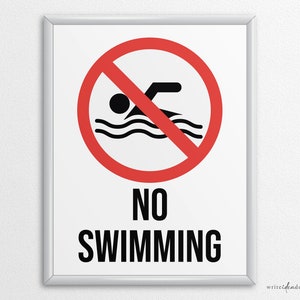 Printable No Swimming Sign in US Letter and A4 Sizes, Instant Download ...