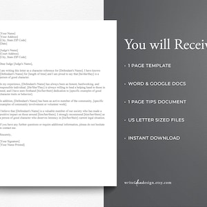 Court Character Reference Letter Template (google Docs/word) - Etsy ...