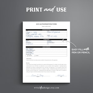 ACH Authorization Form Template - Debit Authorization for Payment ...