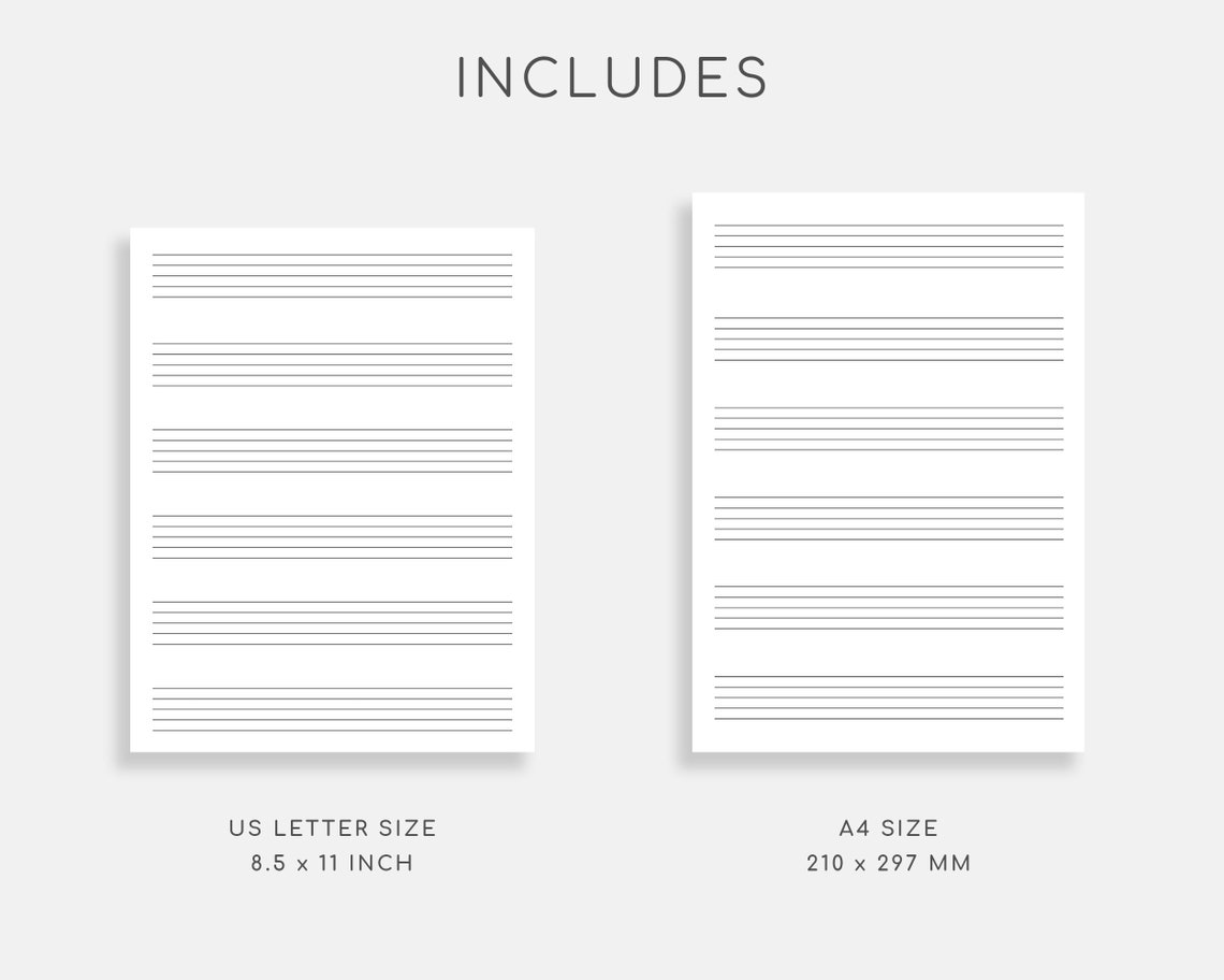 Wide Staff Sheet Music for Letter/a4. Blank Sheet Music - Etsy