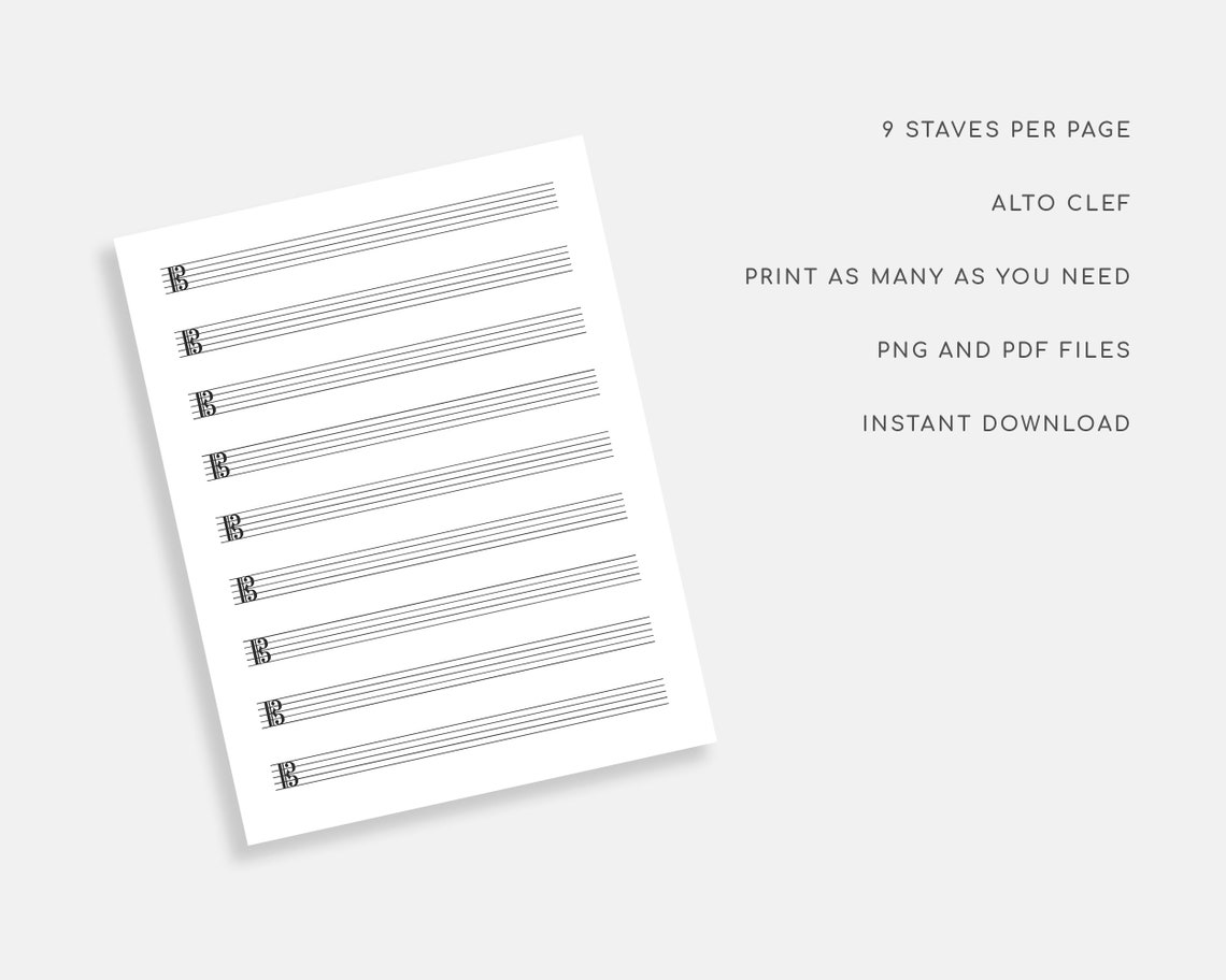 Printable Alto Clef Sheet Music for Letter/a4. Blank Music | Etsy