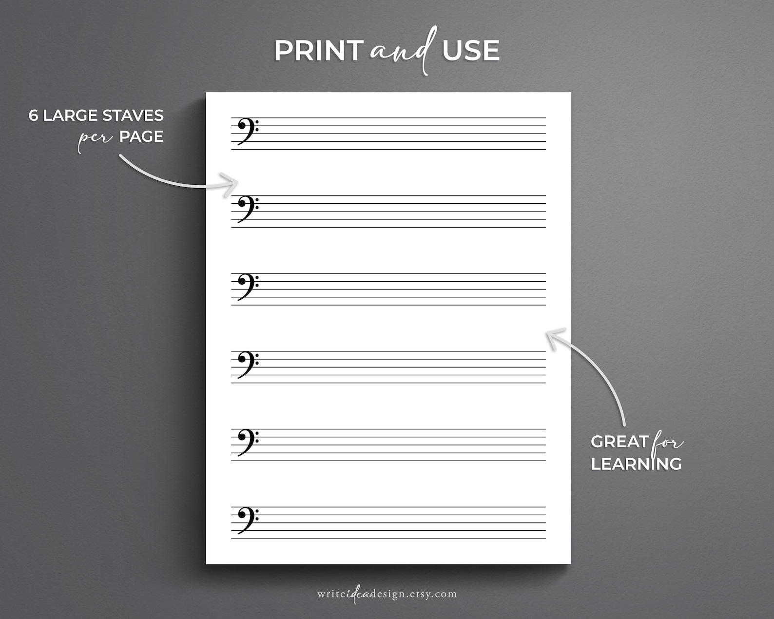 Kids Printable Bass Clef Sheet Music for Letter/a4. Blank - Etsy
