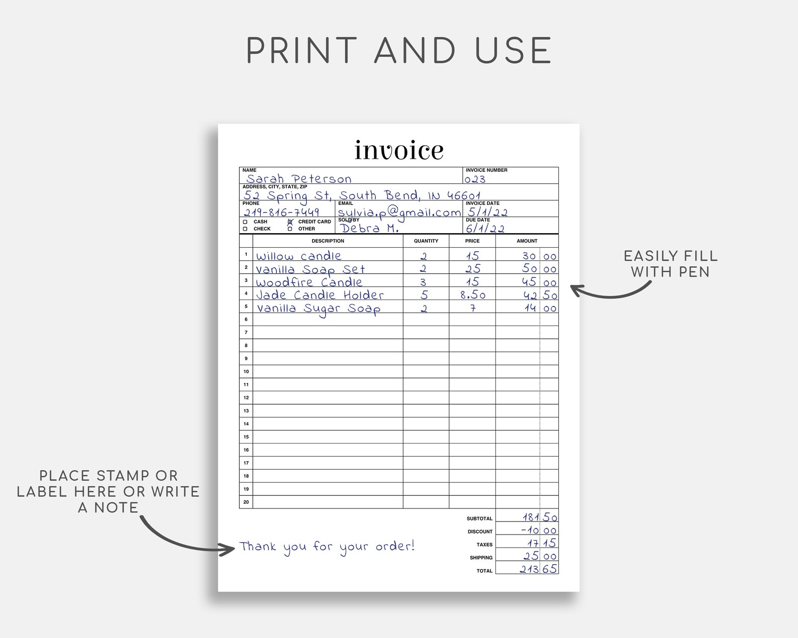 Printable Invoice Form. Business Invoice. Easy and Simple | Etsy UK