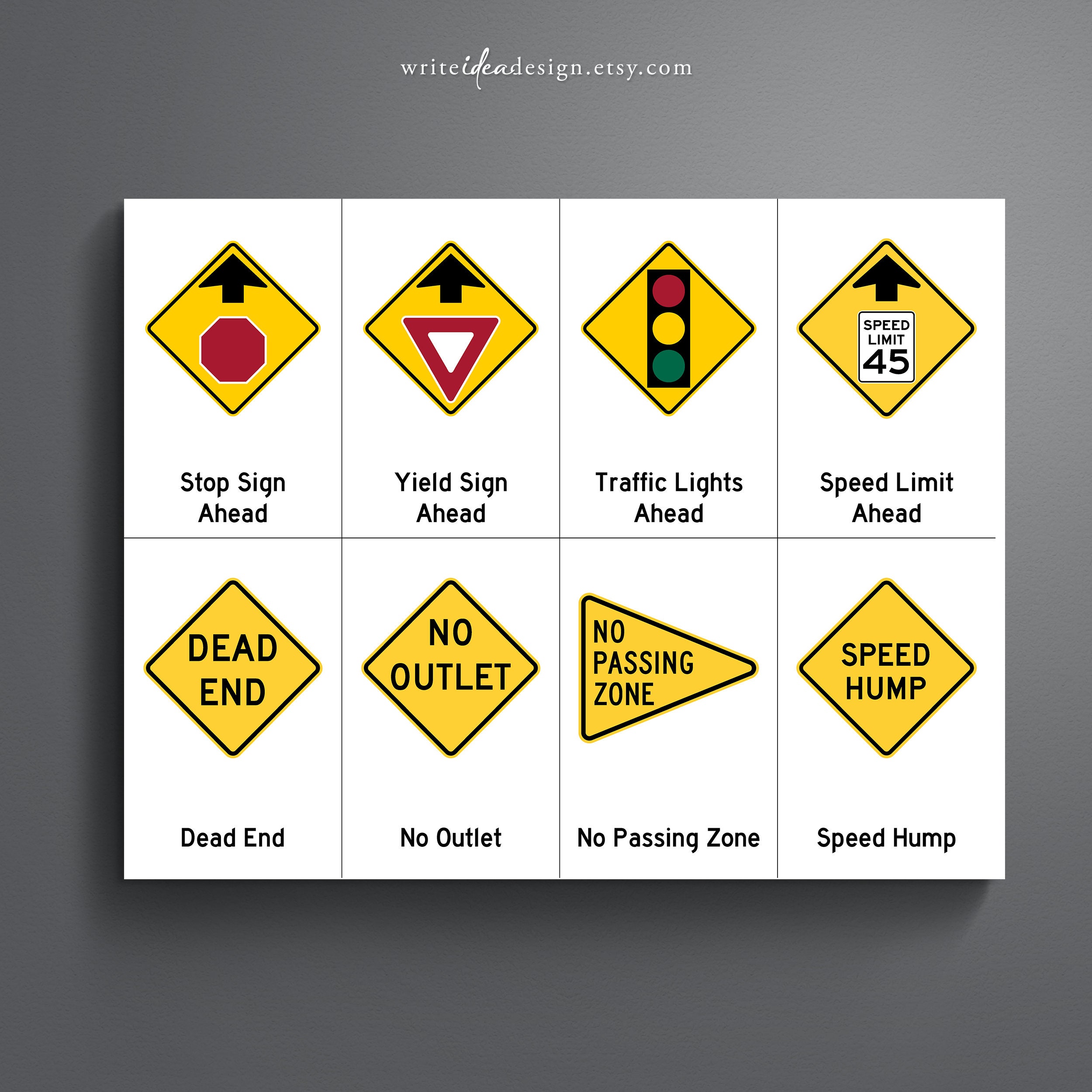 Printable Road Sign Flash Cards: Driver's Ed (PDF) - Etsy Australia