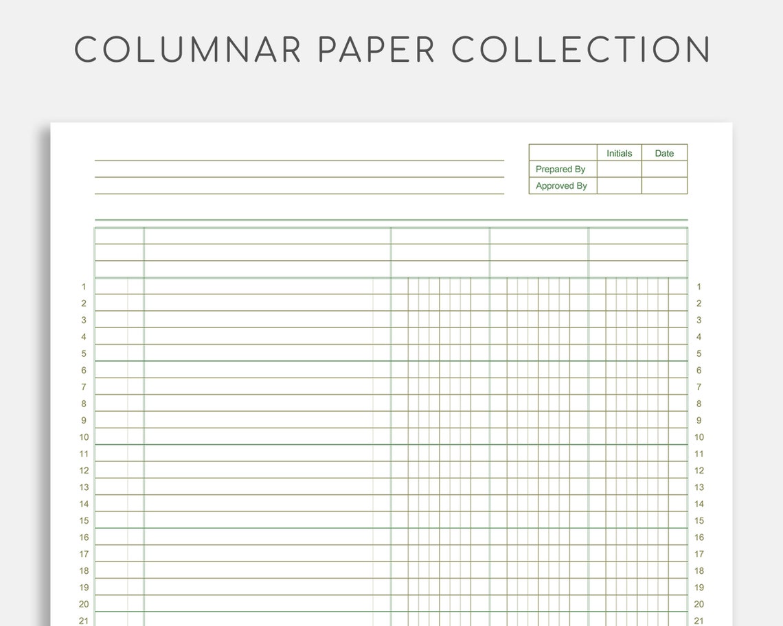 Printable Columnar Paper. Accounting Ledger. Digital Ledger - Etsy