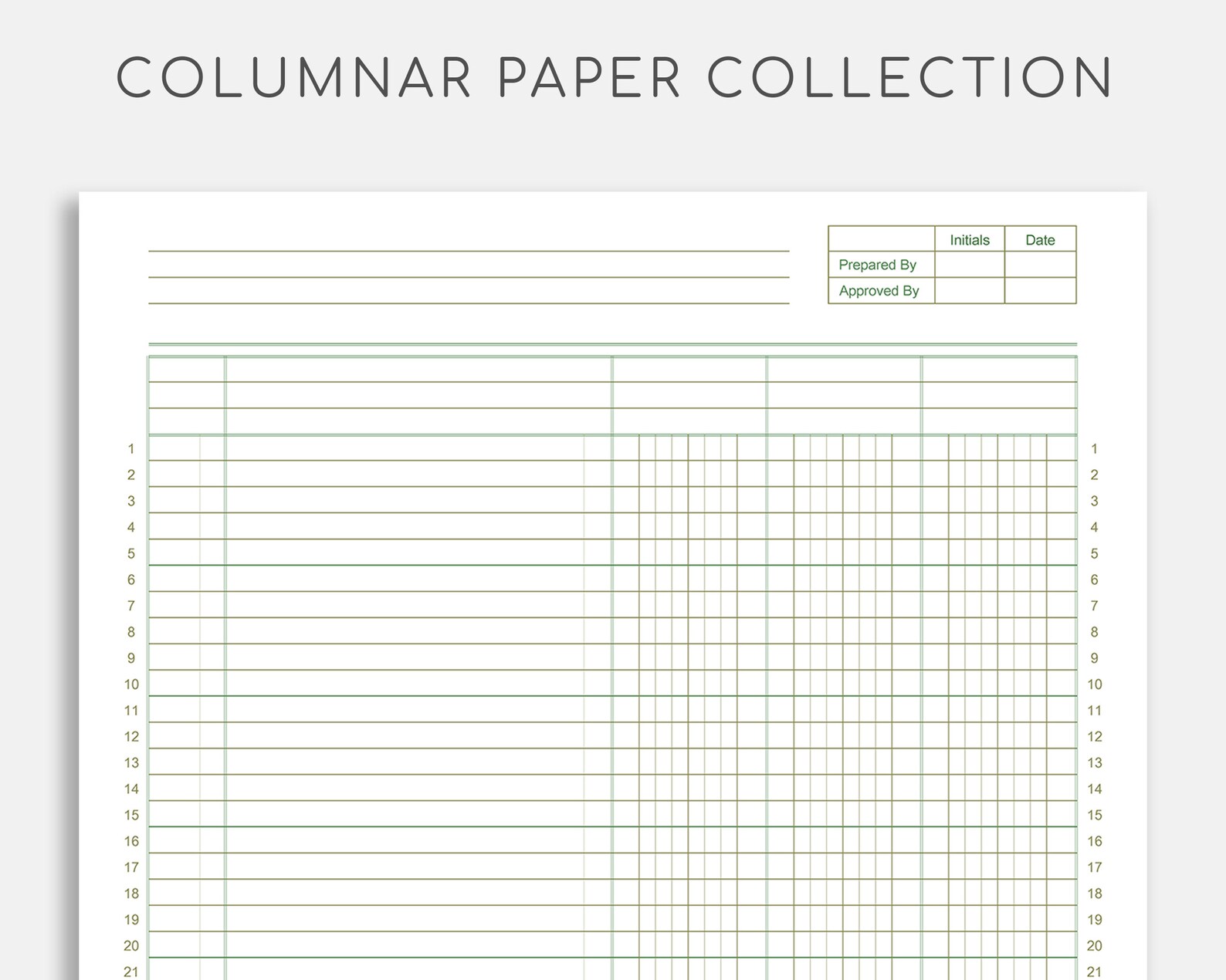 Printable Columnar Paper. Accounting Ledger. Digital Ledger - Etsy
