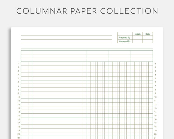 Printable Columnar Paper. Accounting Ledger. Digital Ledger - Etsy
