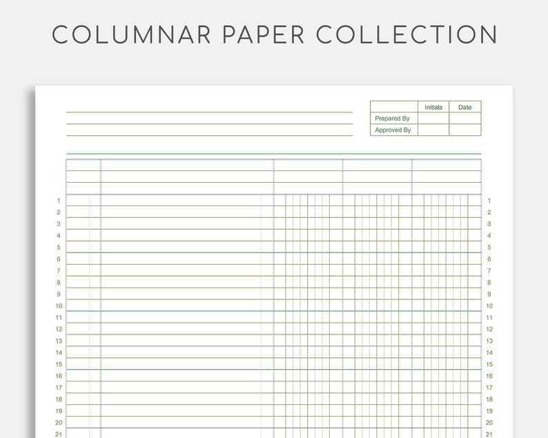 Printable Columnar Paper. Accounting Ledger. Digital Ledger - Etsy