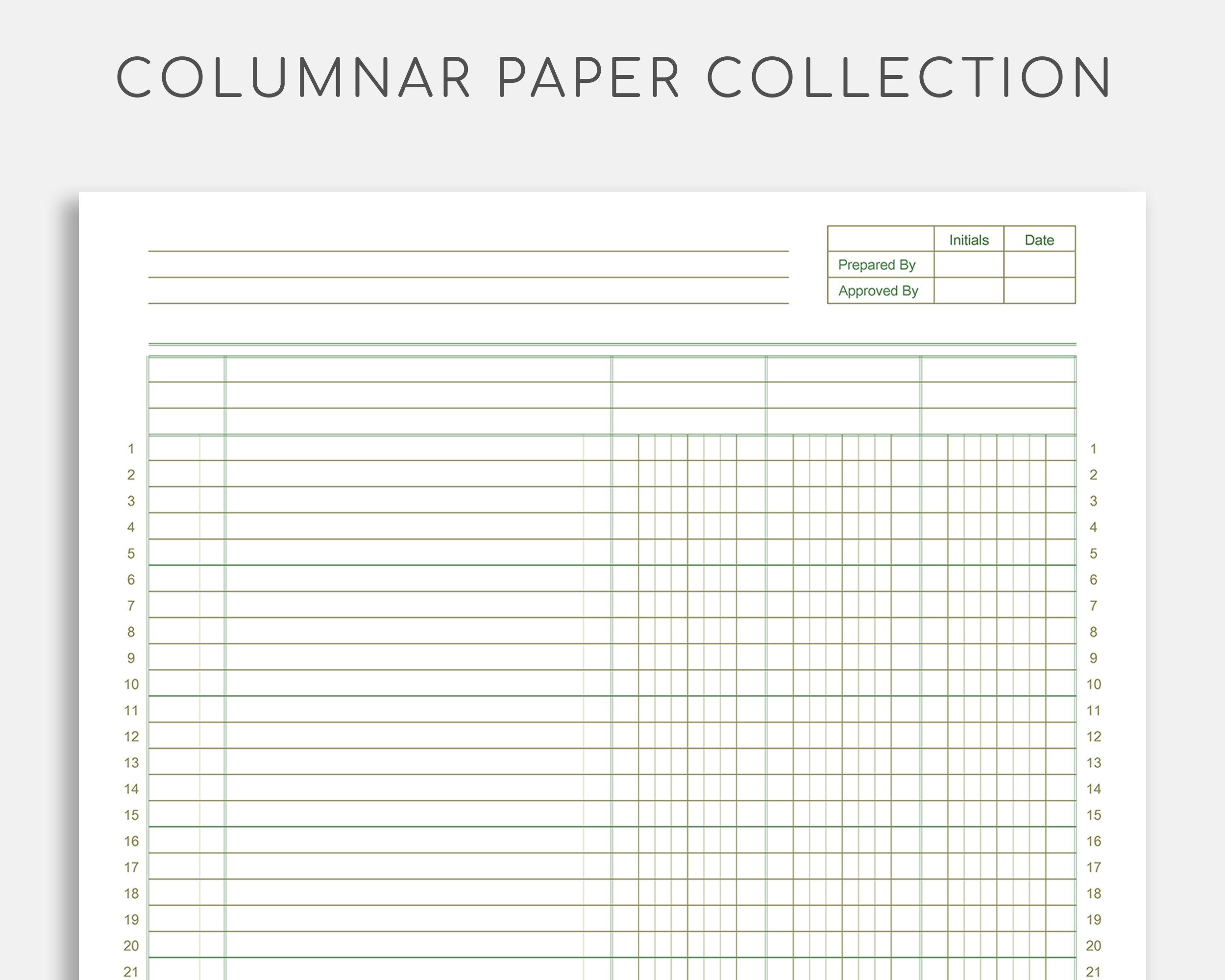 Printable Columnar Paper. Accounting Ledger. Digital Ledger - Etsy