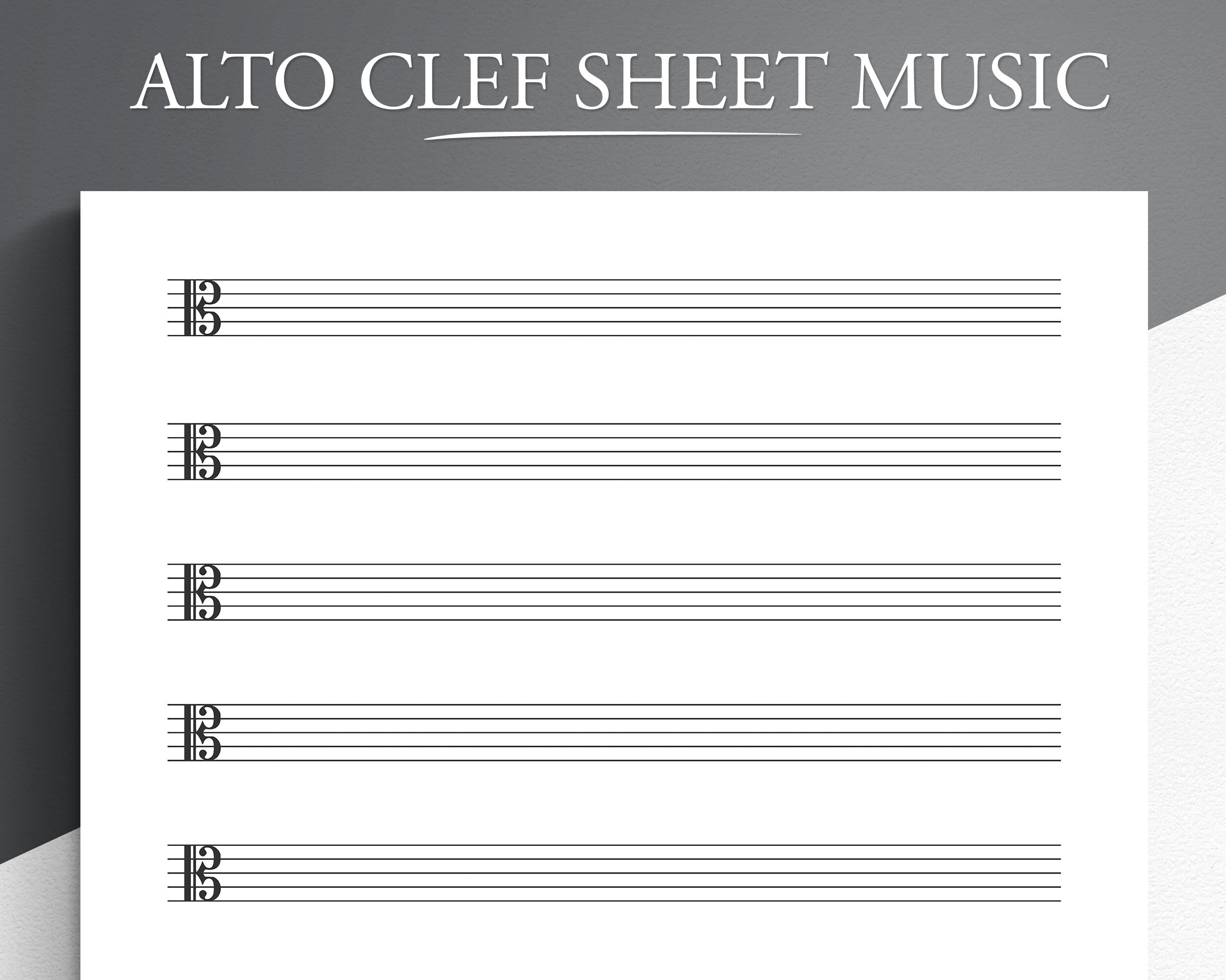 Printable Alto Clef Sheet Music for Letter/a4. Blank Music - Etsy Canada