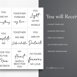 45 Printable Love Notes: Romantic Messages (PDF) - Etsy