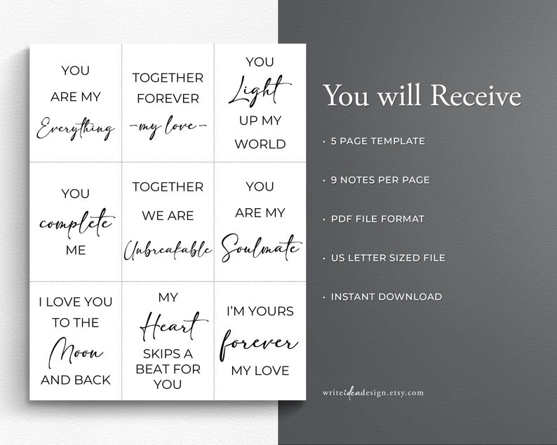 45 Printable Love Notes. Romantic Messages for Partner. - Etsy