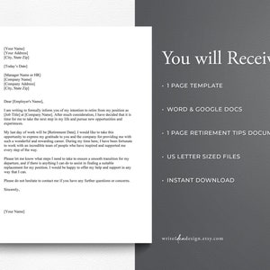 Professional Retirement Letter Template. Google Docs/microsoft Word ...