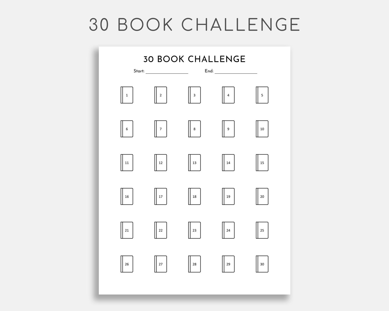Book Challenge Sheets. 100/50/30. Reading Challenge. Reading - Etsy