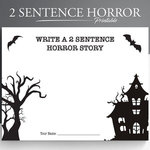 Printable 2 Sentence Horror Story Writing Sheet Halloween - Etsy