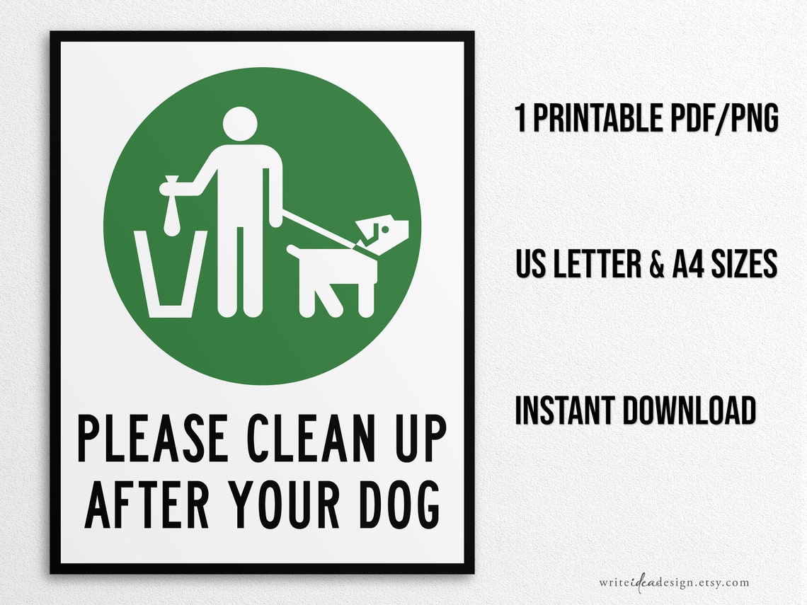 Printable Dog Waste Sign: US Letter & A4 Sizes (PDF/PNG) - Etsy