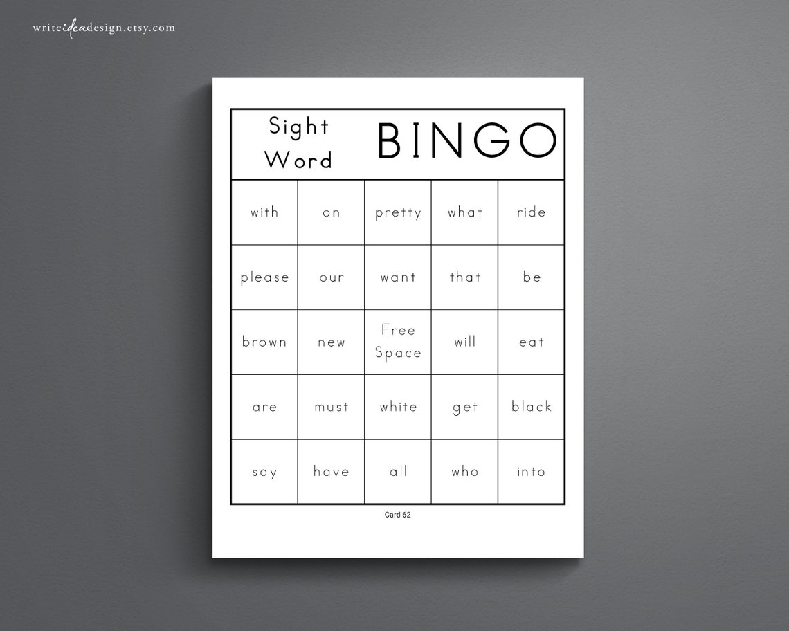 Kindergarten Sight Word Bingo. 100 Sight Word Bingo Cards. Kindergarten ...