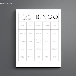 Kindergarten Sight Word Bingo. 100 Sight Word Bingo Cards. Kindergarten ...