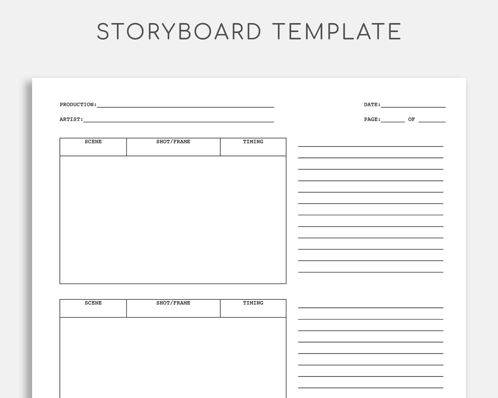 Printable Storyboard Template. Story Board Planner. Video - Etsy