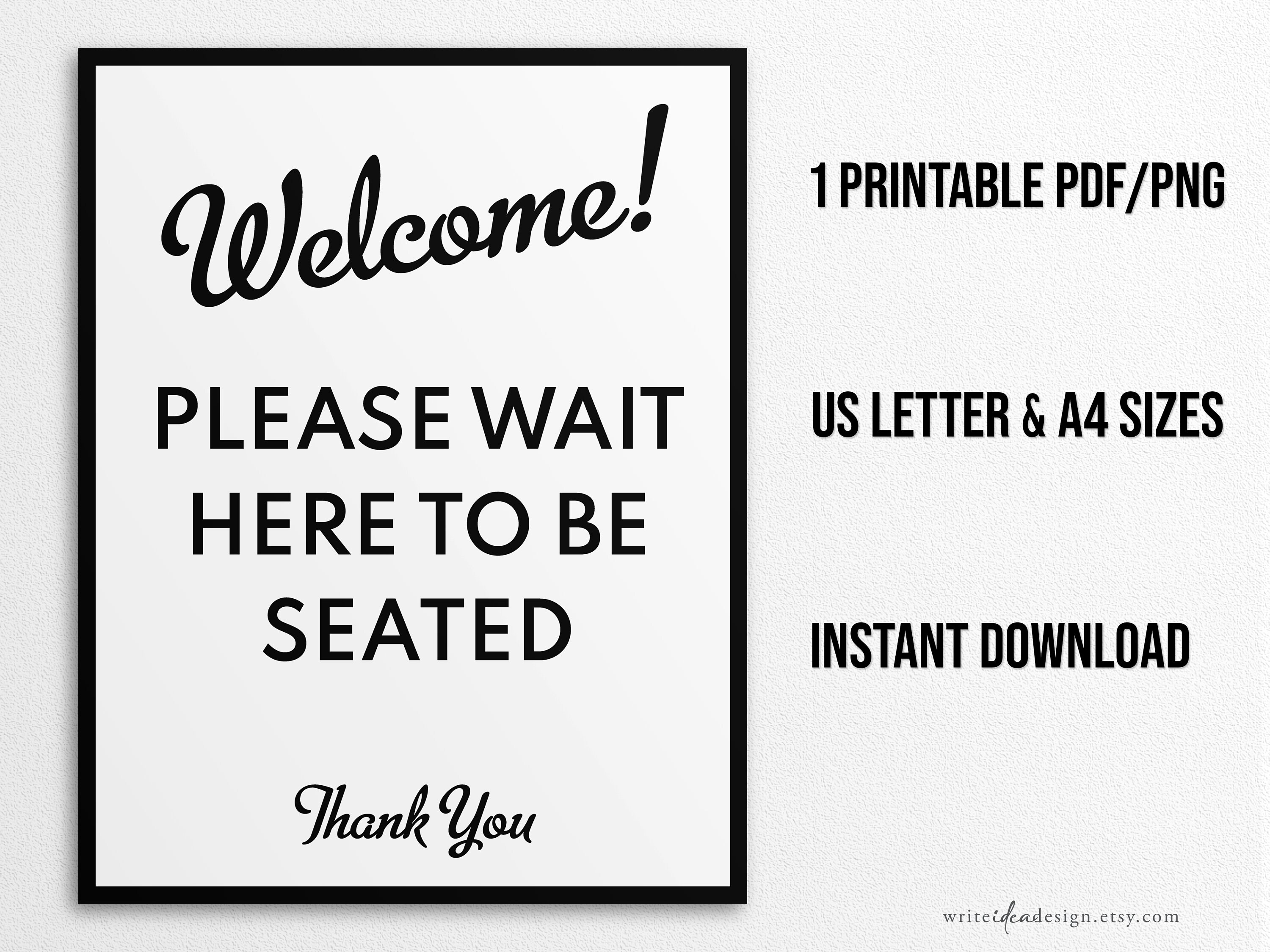 Printable Wait Here to Be Seated Sign: Restaurant Decor (PNG/PDF) - Etsy