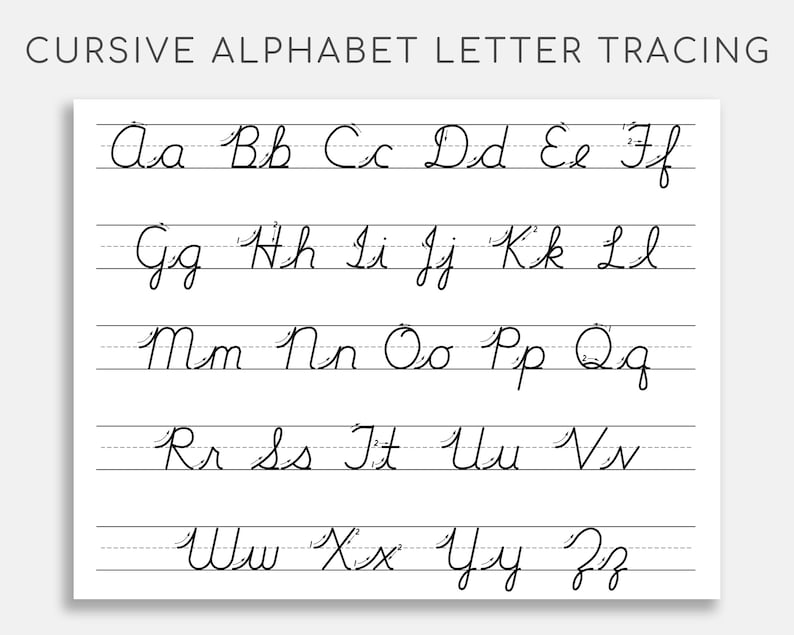 Cursive Alphabet Tracing Worksheet. Printable Trace the - Etsy Canada