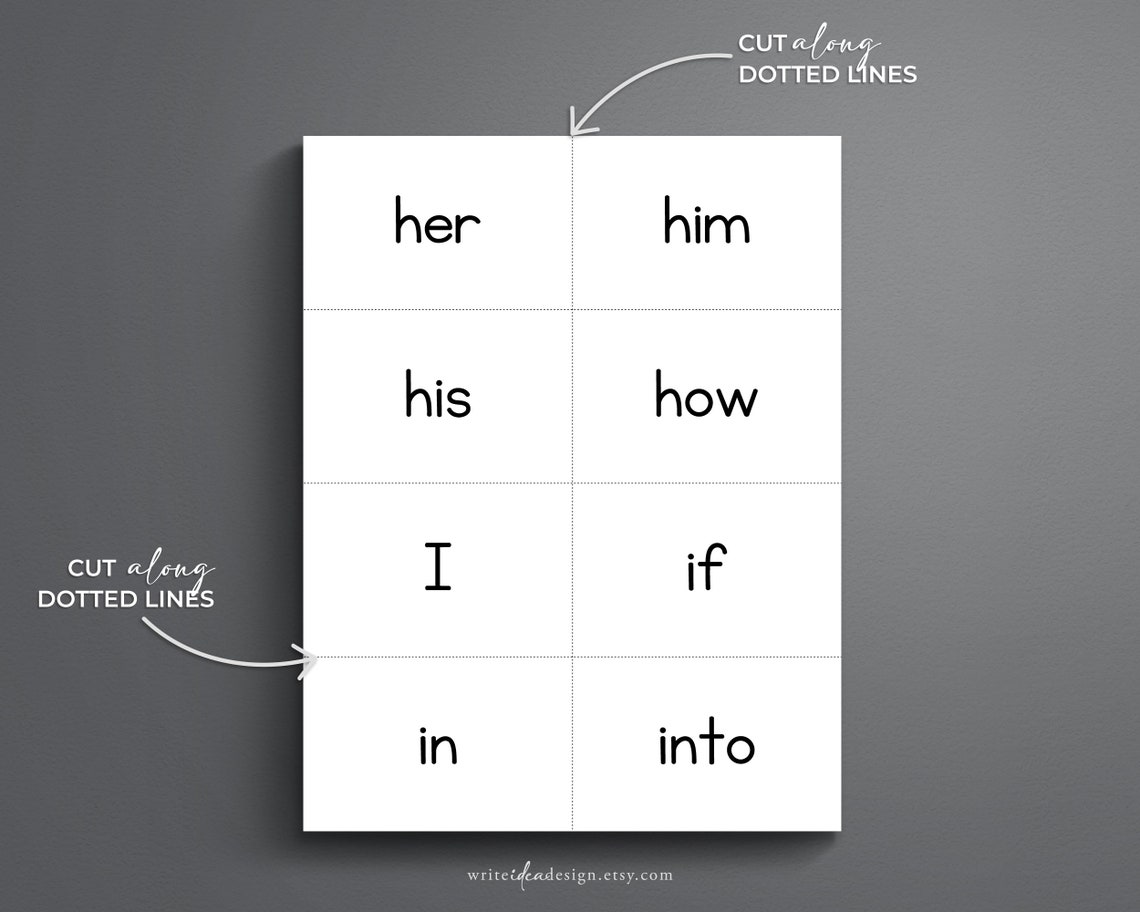 100 Sight Words Printable Flash Card. Kindergarten Sight - Etsy