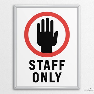 Printable Staff Only Signs, US Letter and A4 Sizes, Instant Download ...
