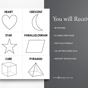 Basic Shapes Flash Cards: Printable Learning Set (PDF) - Etsy