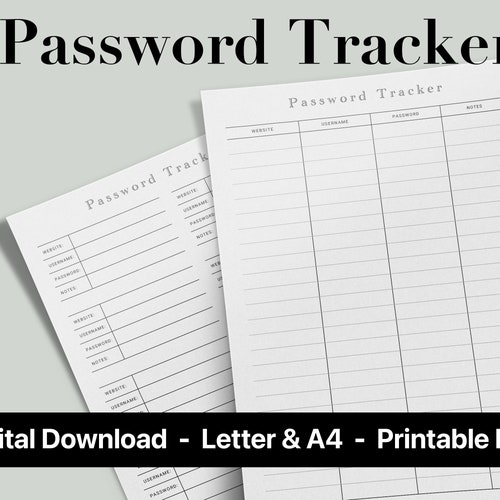 Printable Password Tracker. Password Log and Password Keeper. - Etsy