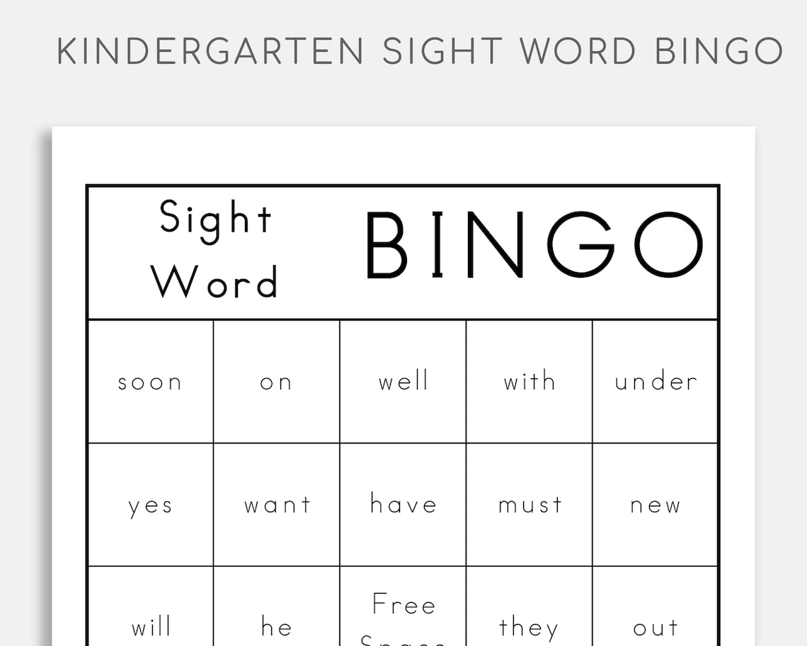 Kindergarten Sight Word Bingo. 100 Sight Word Bingo Cards. | Etsy