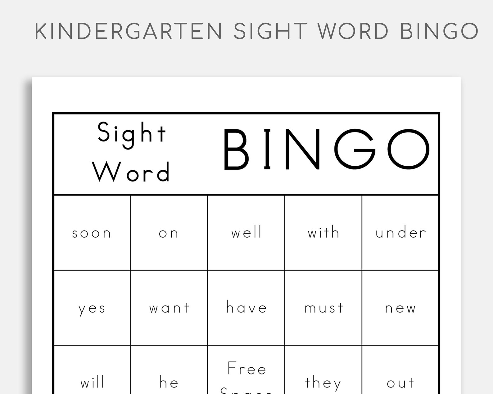 Kindergarten Sight Word Bingo. 100 Sight Word Bingo Cards. | Etsy