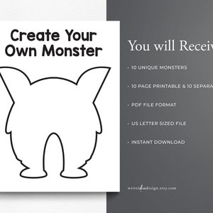 Printable Create Your Own Monster. 10 Unique Monsters. Monster Activity ...