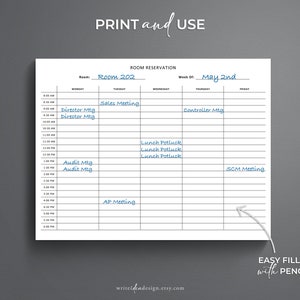 Room Reservation Sign-up PDF. Conference Room Reservation. Meeting Room ...